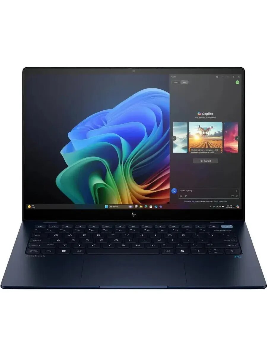 Ноутбук HP EliteBook Ultra G1q8 14 IPS/Snapdragon X Plus X1P-42-100 3.4ГГц/16ГБ/512ГБ/Qualcomm/Win 11 Pro темно-синий