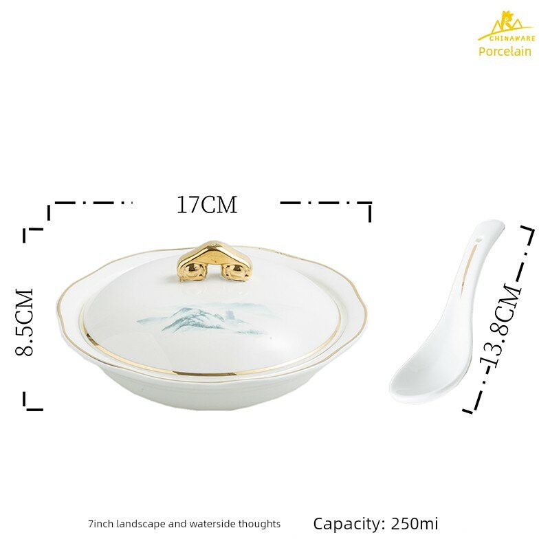 Керамическая посуда в китайском стиле для отелей: миска для риса (птичье гнездо, снежный гриб, морской улиток), чаша