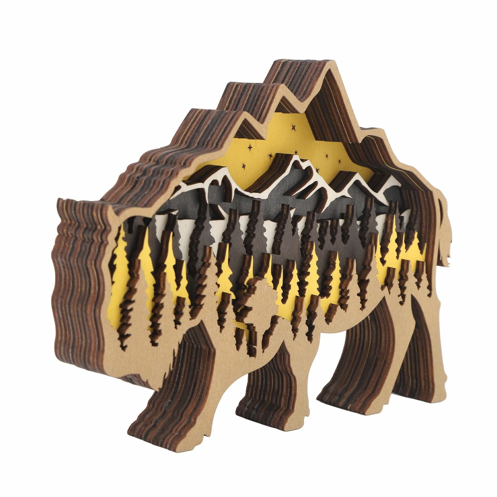 Многослойная резная фигурка буйвола из самшита ручная работа для декора на Хэллоуин или Пасху