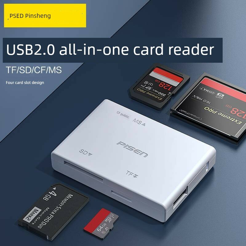 USB 2.0 многофункциональный карт-ридър для карт SD, TF, MS, CF, совместим с камерами и компьютерами, универсальное