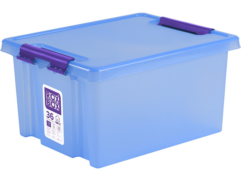 Rox Box Ящик п/п 500x390x255 36л. с крышкой на клипсах цв. прозрачно-голубой 28555