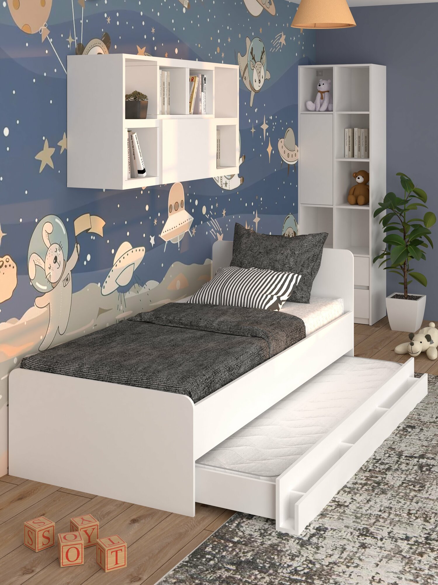 Есэндвич Grand Лаворо Кровать 90х200 с дополнительным спальным местом (Белый) 203х93х80 см