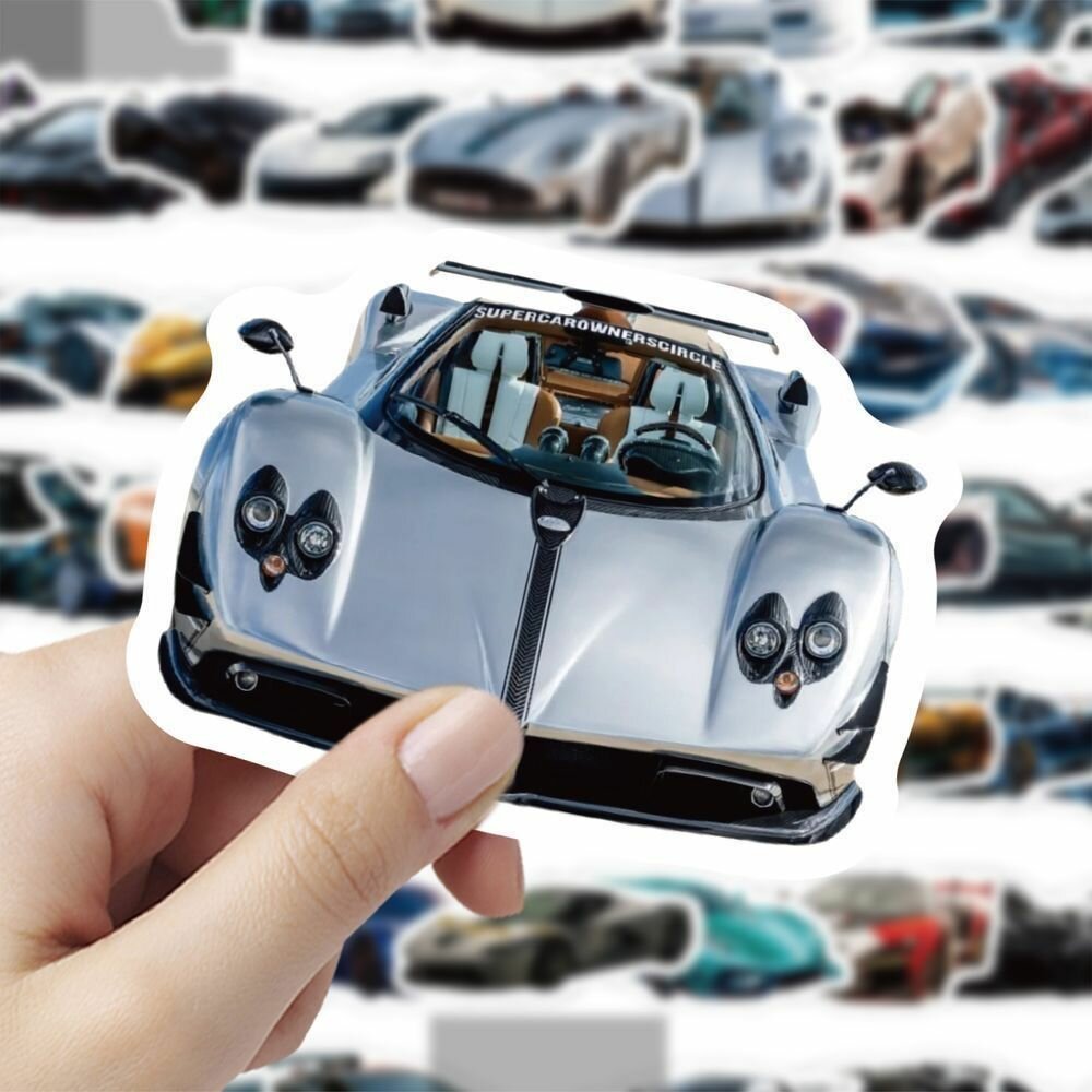 Наклейки для спортивных автомобилей, подарки для детей, реалистичные цвета, не выцветающие, 50 шт