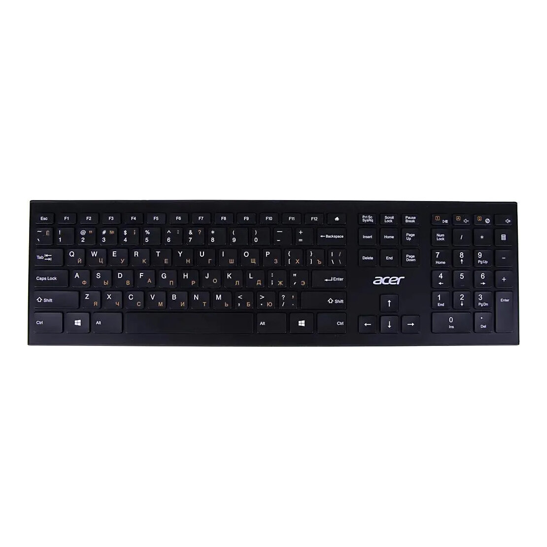 Клавиатура беспроводная Acer OKR010 black ZL. KBDEE.003 с цифровым блоком, мембранная, 109 клавиш, черный
