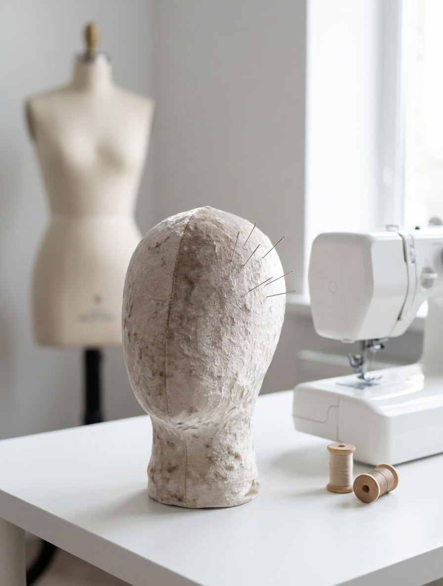 Манекен головы мягкий (бархат) для шитья и демонстрации головных уборов