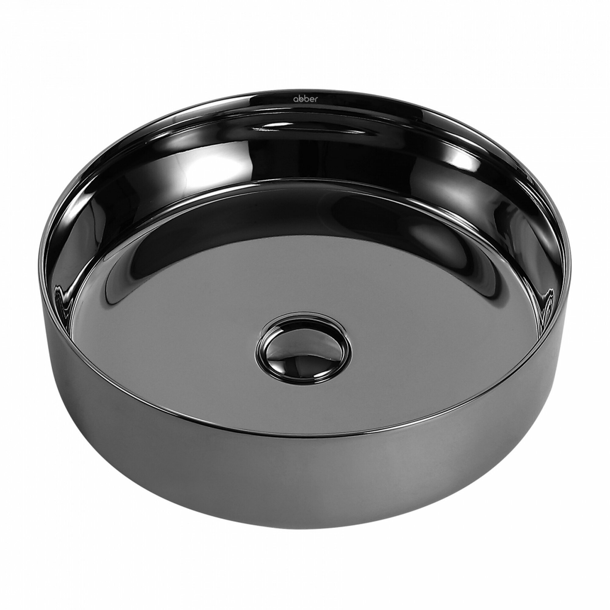 Раковина накладная ABBER Bequem AC2109GS, круглая, 40 см, фаянс, серебро