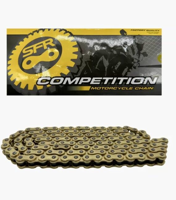 Цепь приводная для мотоцикла, квадроцикла, питбайка (520H*120) (усиленная) SFR Reinforced golden