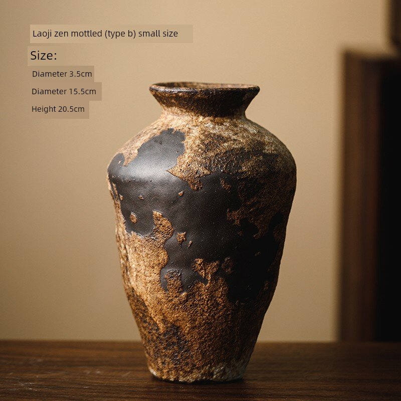Керамическая ваза в стиле ваби-саби из Цзиндэчжэня для сухоцветов, большая деревенская глиняная емкость, искусство