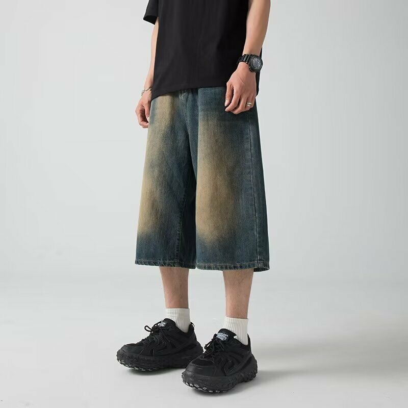 JYL Унисекс Джинсы Кроп Винтаж Молния Стиральные Премиум Слим Деним, Размер_M