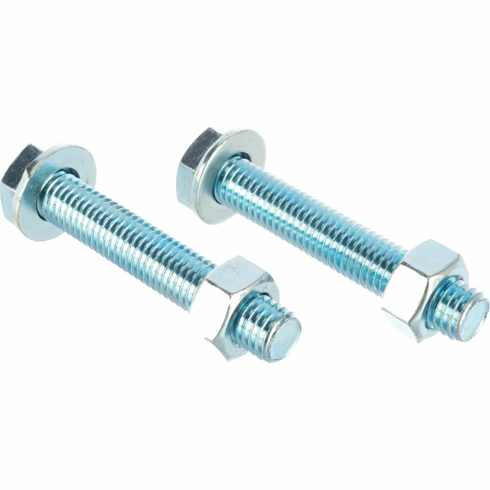 Болт Tech-Krep/Zitar DIN933 с шестигранной головкой, оцинкованный М12х70 + гайка + шайба 2 шт - пакет 136925