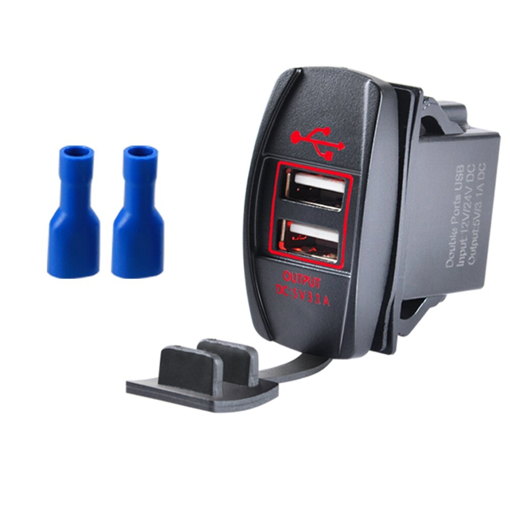 【 Miga Plaza 】 3.1A Dual USB Port Charger Socket Outlet 12V LED Waterproof для мотоцикла, автомобиля
