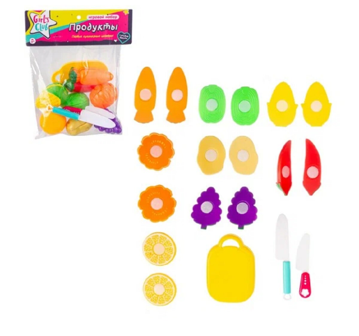 Набор продуктов Girl's Club, липучки, 11 элементов, 23 см x 5.5 см x 17 см