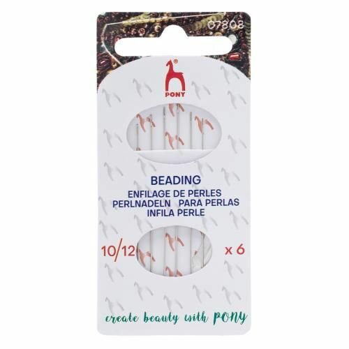 Иглы ручные для бисера Beading №10-12, 6шт, с нитевдевателем, PONY