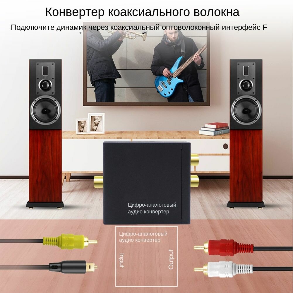 192 кГц цифровой в аналоговый аудио преобразователь SPDIF Оптический в L/R RCA Converter