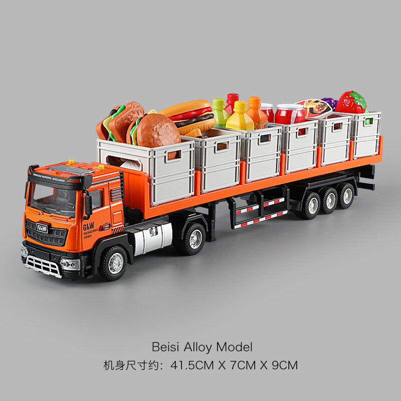 Очень большой алюминиевый грузовой прицеп для перевозки детей, игрушечный грузовик, модель автомобиля для мальчиков, контейнеровоз.