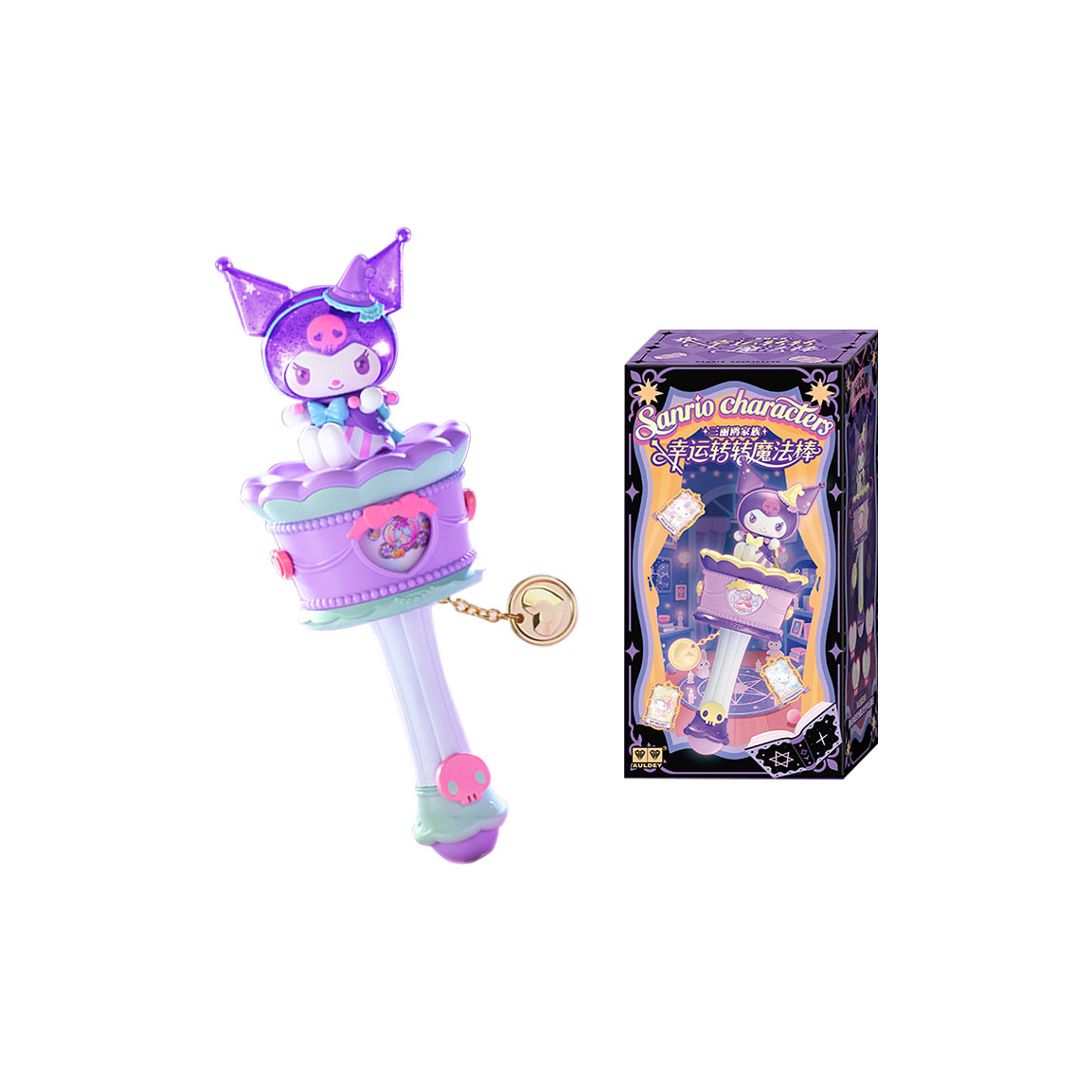 AULDEY Sanrio Family Lucky Spin Magic Stick, Kuromi Hello Kitty Blind Box Single Mystery Box/Full Box 8 Pcs null