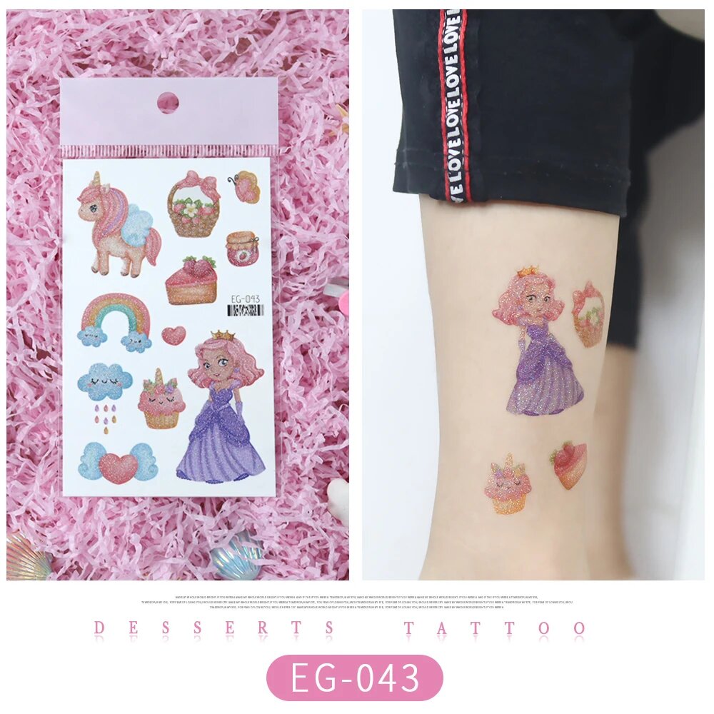 Блестящие тату Единорог набор лица Блеск Временные татуировки стикер тело тату для детей милые татуировки детей Blingbling татуировки