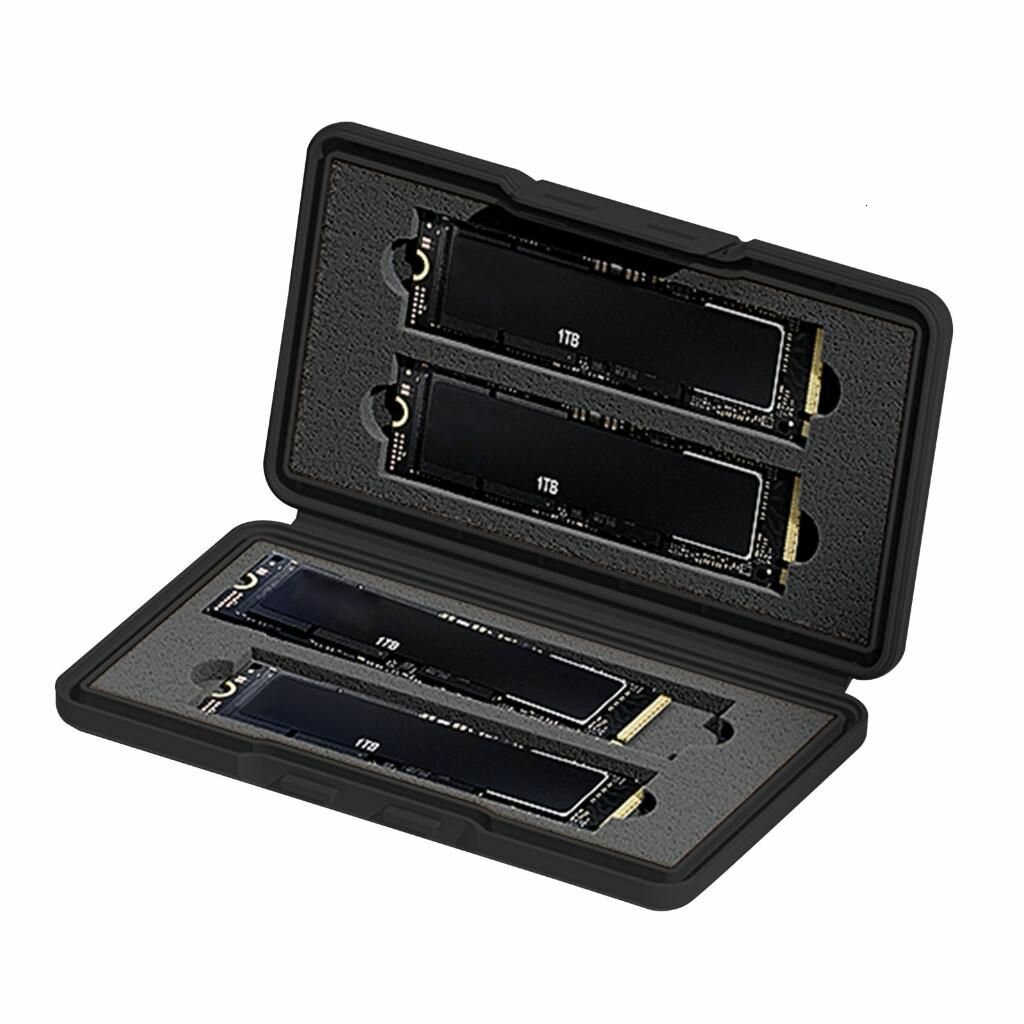 Прочная коробка для хранения M.2 SSD на 4 диска, ударопрочная, Черный