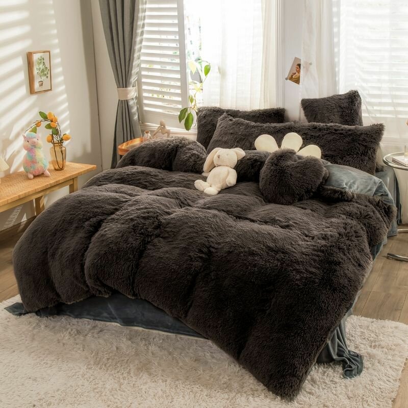 Пододеяльник с флисом, двусторонний флис, принцесса стиль, антистатический, четырехкомпонентный набор из норкового флиса для общежития, антистатическая подушка, прямая доставка через границу