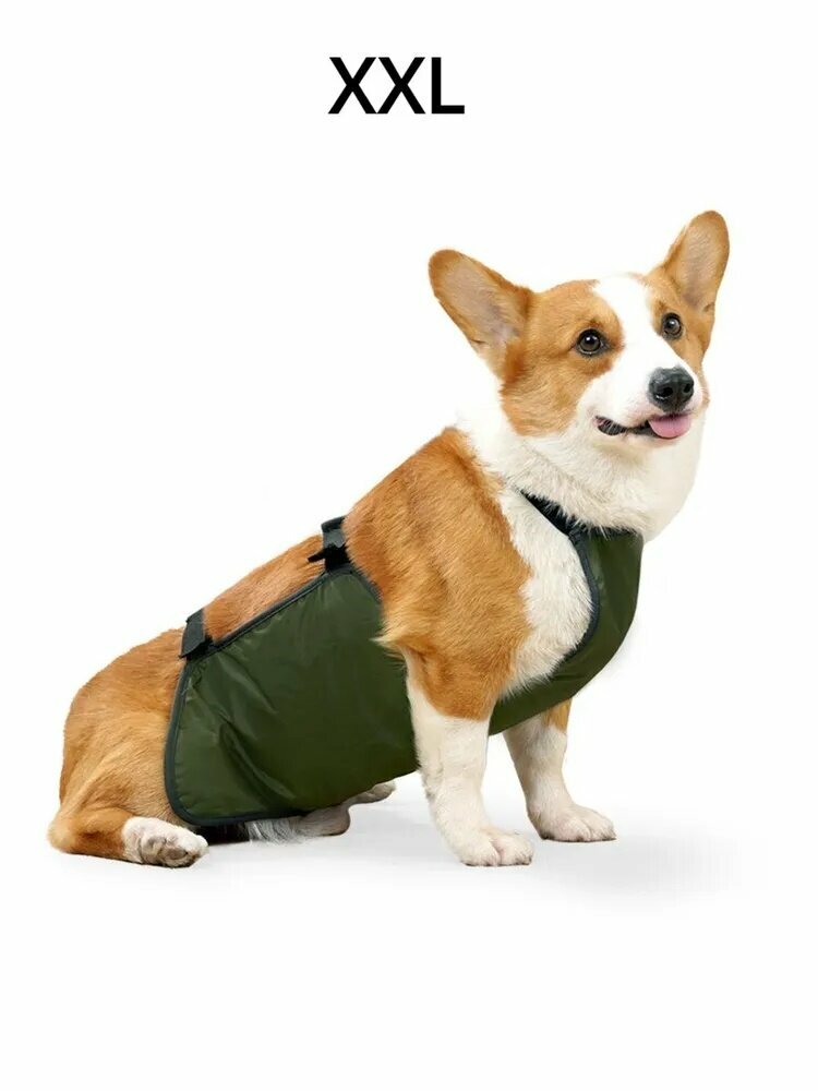 Водонепроницаемый фартук для собаки, Одежда для животных, размер L, зелёный, Полиэстеровый материал, водонепроницаемый и загрязнения-устойчивый, breathable, удобный в ношении
