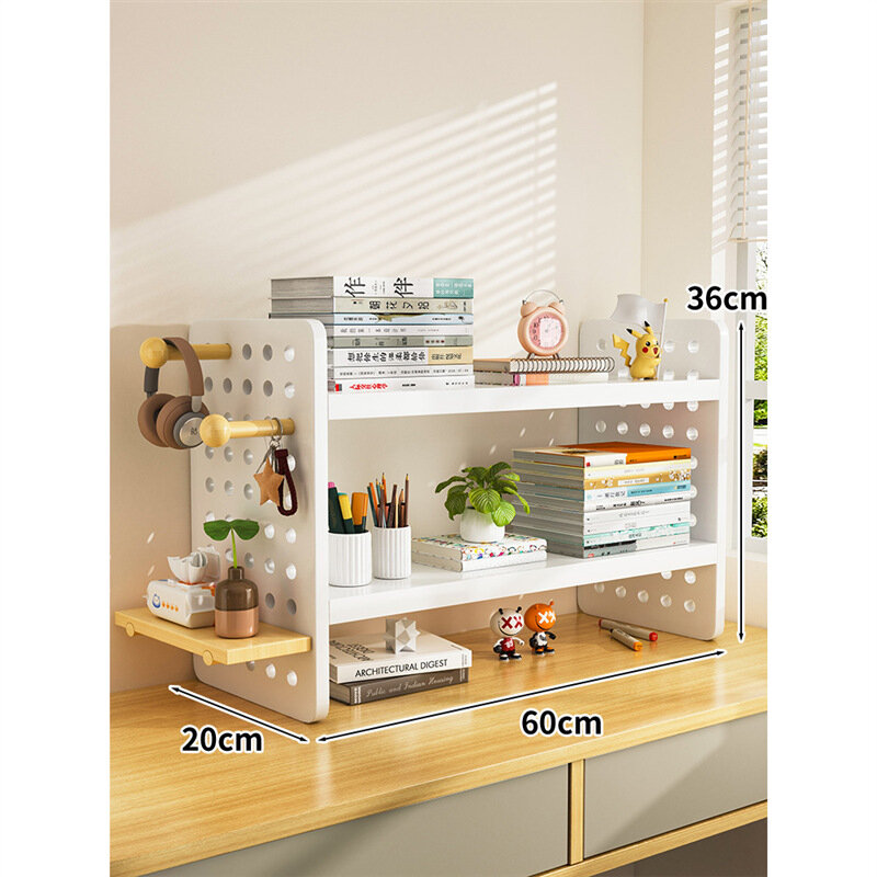 Настольный стеллаж для хранения вещей, книжная полка для хранения досок с отверстиями，60*20*36 cm