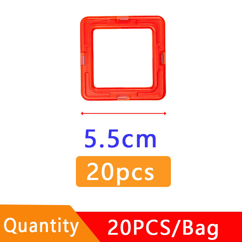 Набор из 20 магнитных плиток в форме квадрата для образования, средний размер 5.5 см