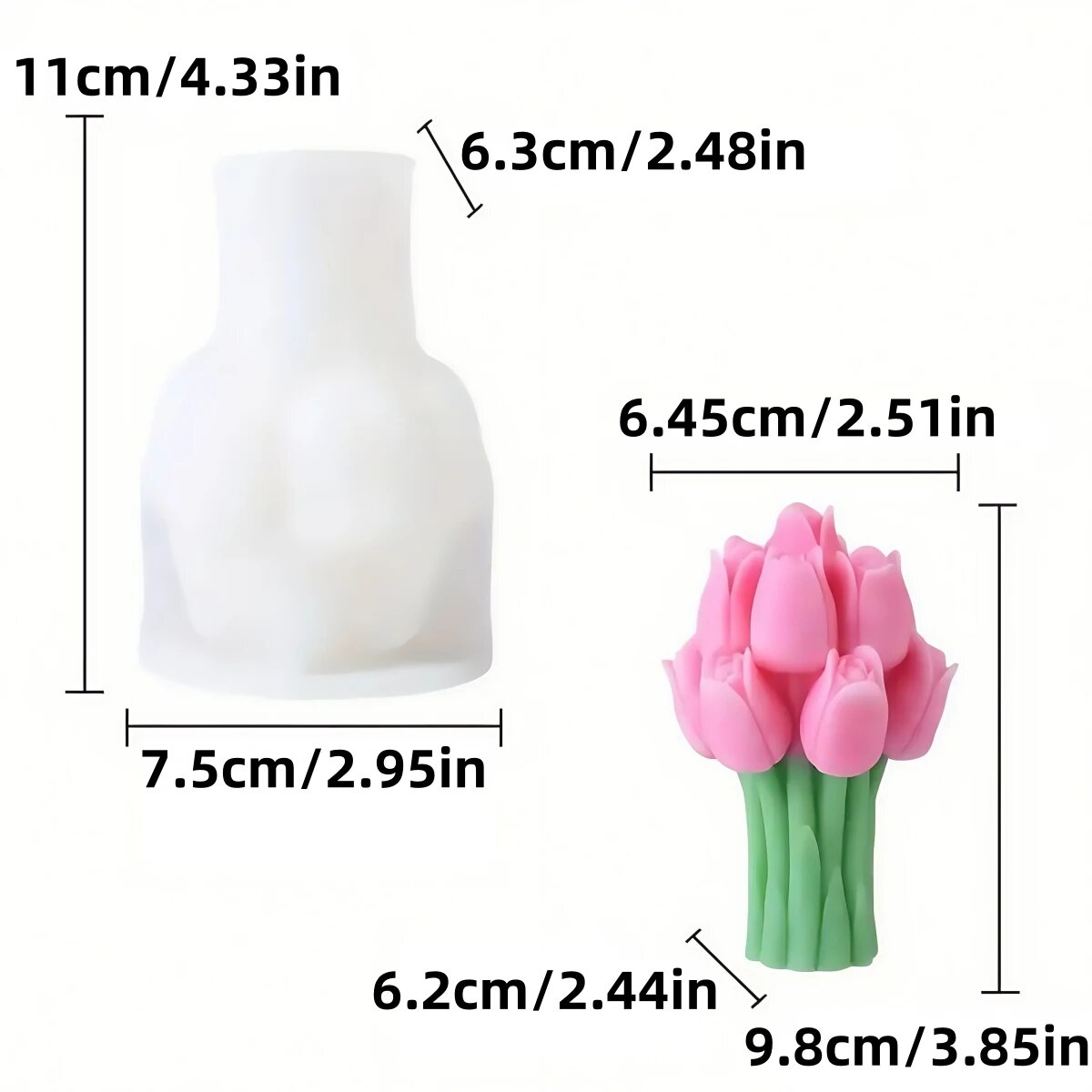 Силиконовая форма для свечей "Букет Тюльпанов", Цвет: Tulip Bouquet mold
