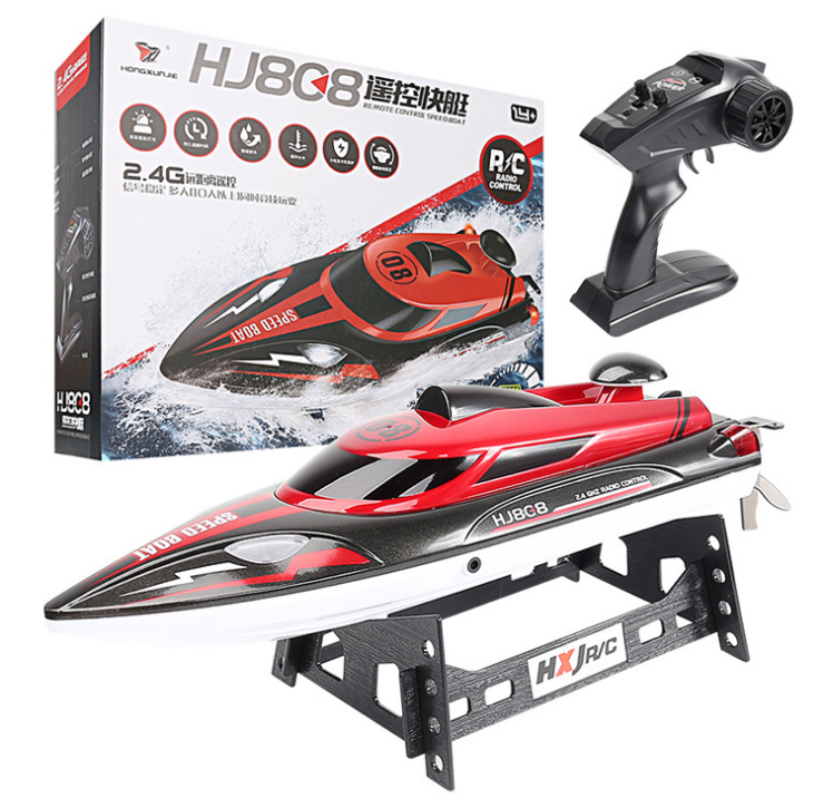 RC лодка 2.4G дистанционного управления аккумуляторный водонепроницаемый крышка дизайн антистолкновения защита дизайн приманки лодки игрушки RC лодка (красный)