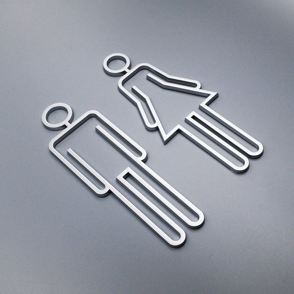 Знак для туалета логотип акриловое слово знак туалета знак для двери туалета указательный знак Тип A Серебристый