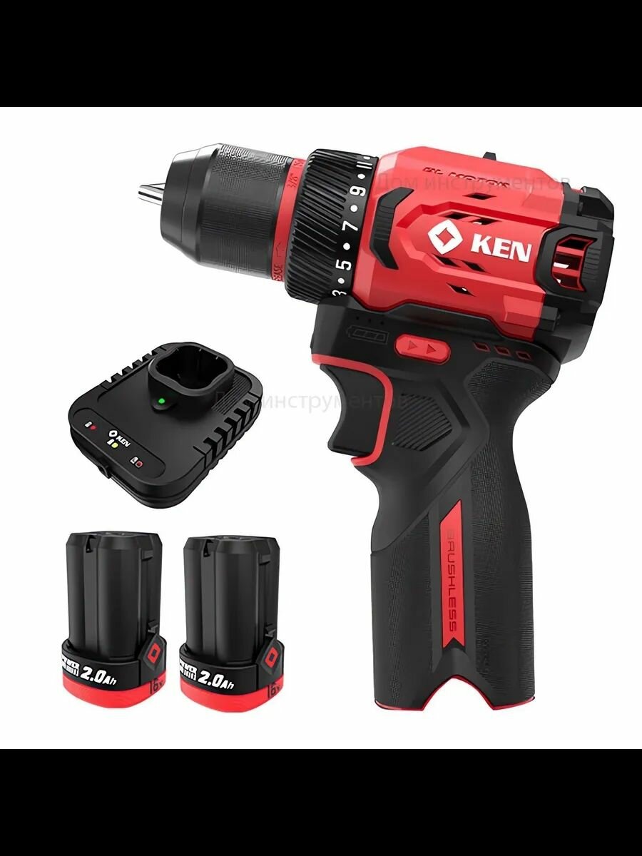 Дрель-шуруповерт KEN 16V 60Нм 2 акб : Красный
