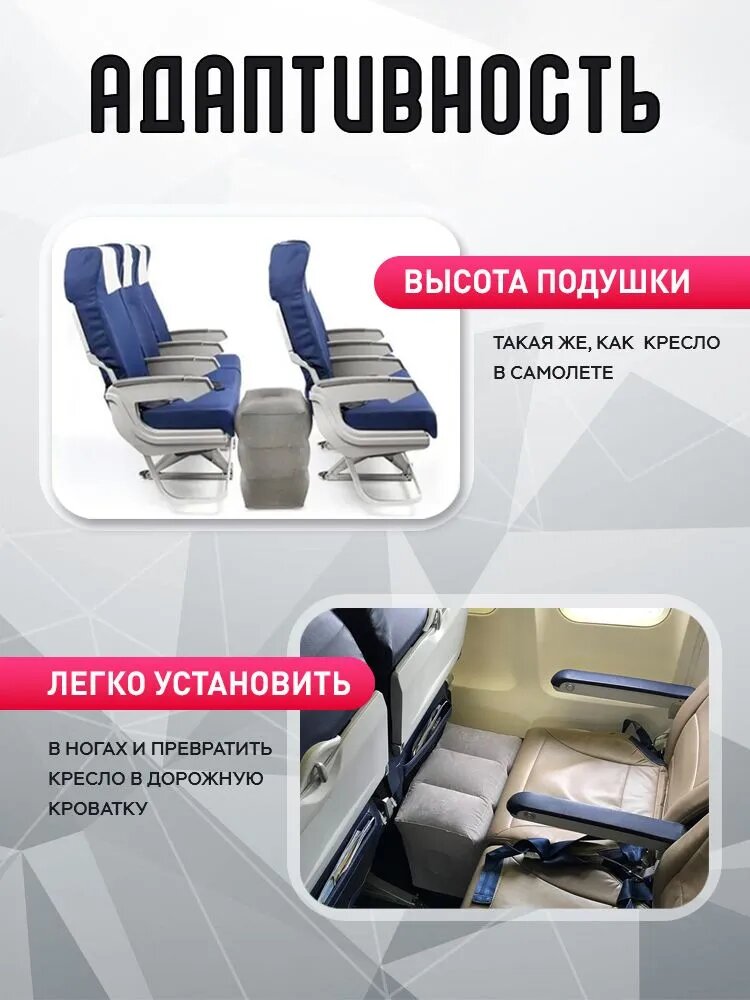 Надувная подушка для ног с 3 уровнями высоты, синяя, ПВХ/бархат — фото 1