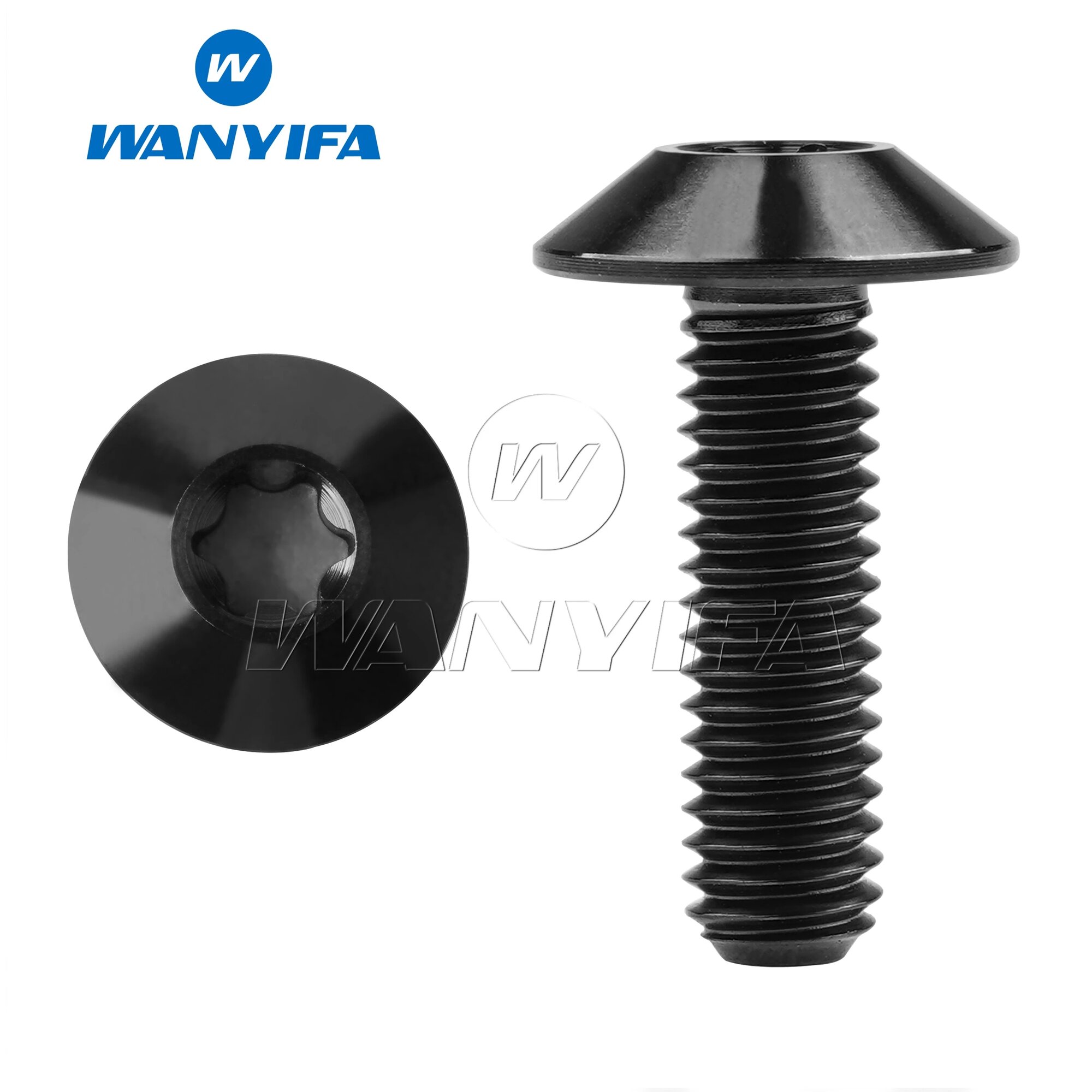 Wanyifa титановые болты M4M5x10 12 15 20 25 мм Torx T25 зонтичная головка М4, Черный, черный, 10 мм