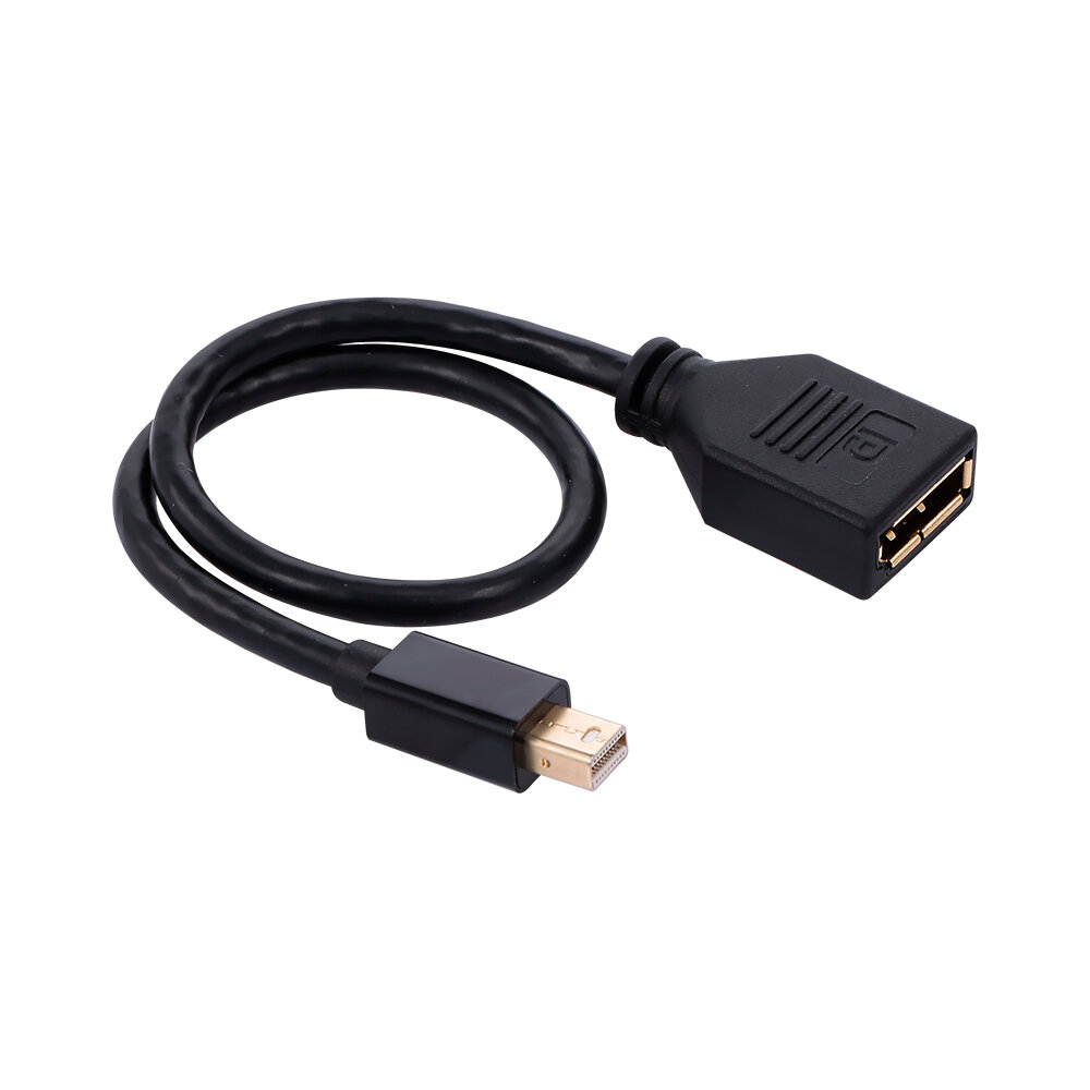 Кабель-адаптер Mini DP to DP 4K@60Hz Mini DisplayPort to DisplayPort Конвертер Мужской-Женский Золотопокрытый Для Macbook Thunderbolt Проектор Длина 30cm/11.81in Черный