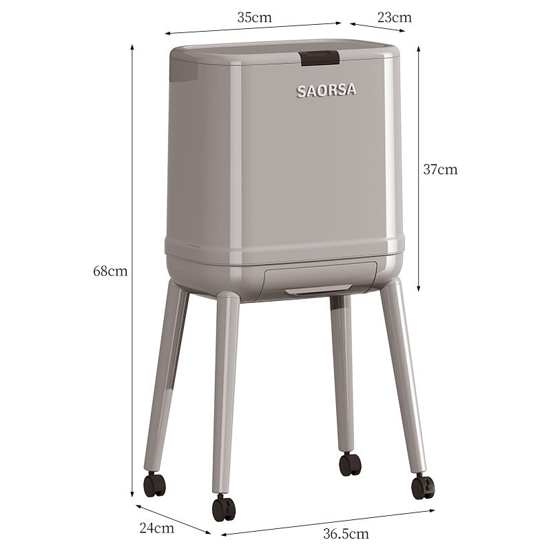Мусорное ведро без изгиба для кухни и гостиной, роскошная корзина для мусора, большая вместимость, передвижное, с крышкой, высокое мусорное ведро