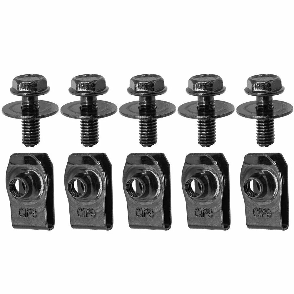 Болт автомобильный, Гайка крепежная М6 х 1, 10 шт.