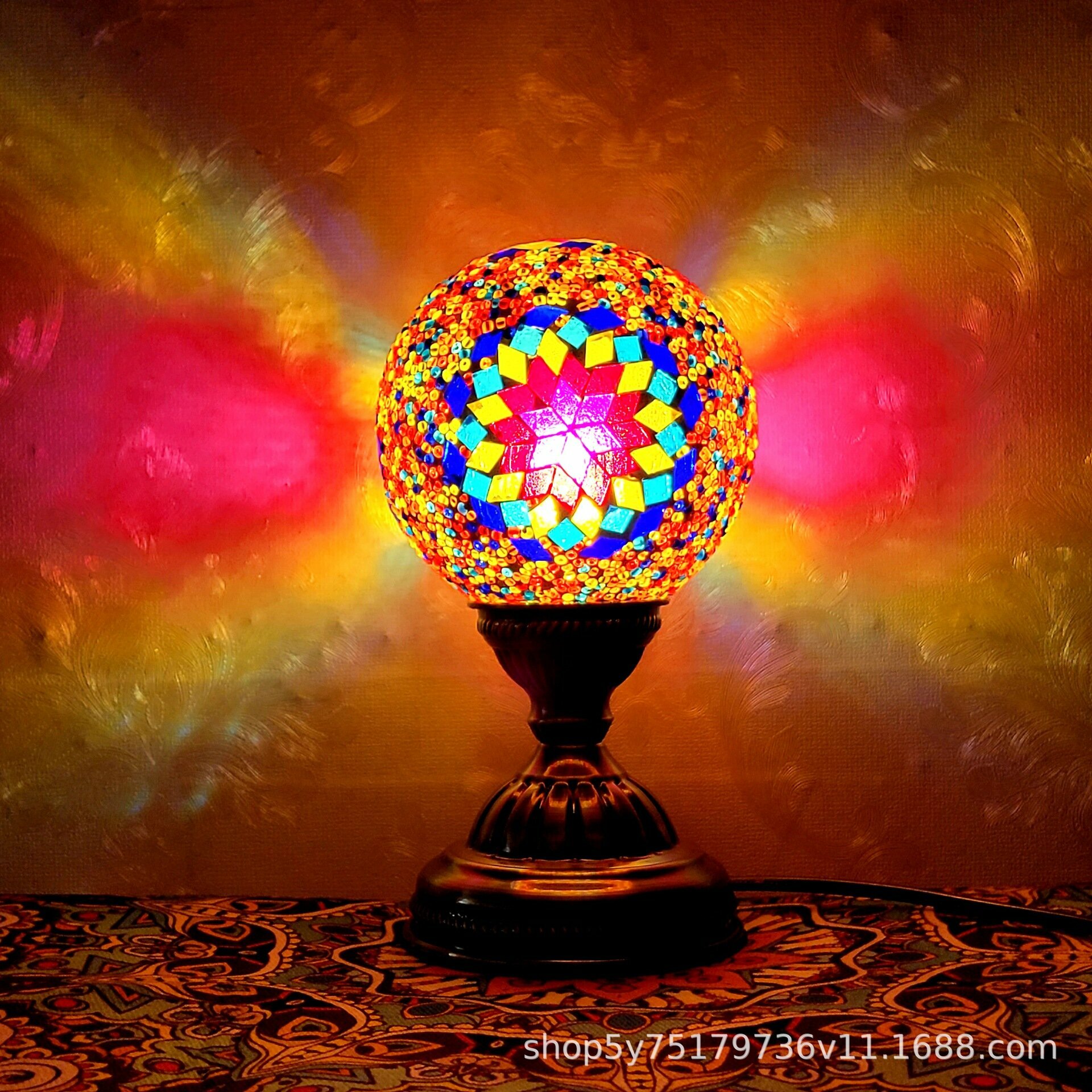 Марокканский экзотический мозаичный прикроватный этнический кафе интернет-знаменитость декор турецкий круглый шарик маленькая ночная лампа настольная лампа