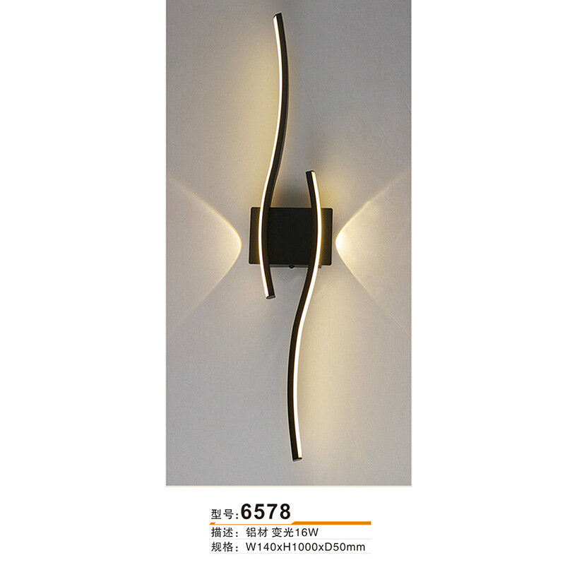 Новая минималистичная длинная настенная лампа LED для гостиной, фоновая стена, коридор, балкон, свет, роскошная сетка, кабинет, спальня, прикроватная лампа