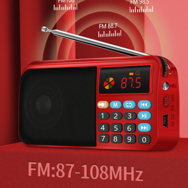 Цветной экран C68 с двумя картами радио MP3 для пожилых людей, небольшая аудиокарта, динамик, портативный осветительный плеер