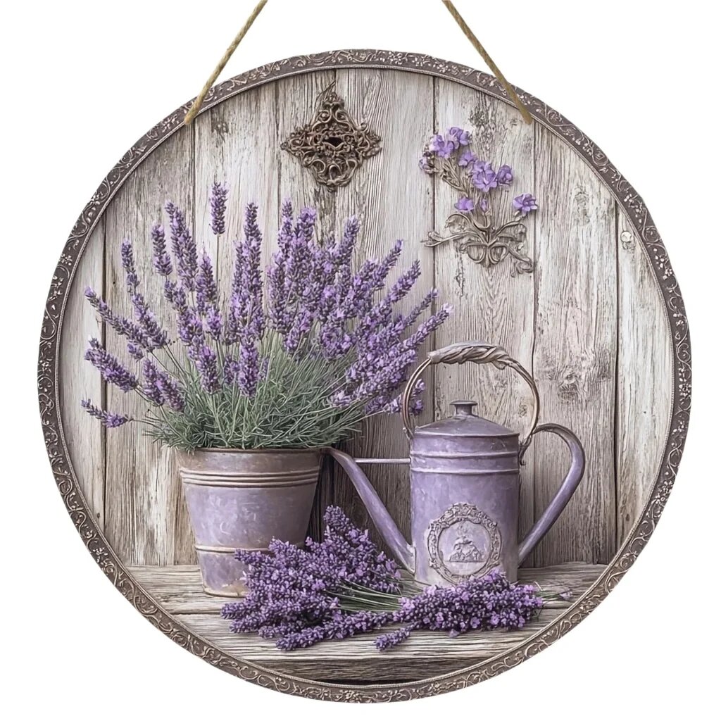 2D Ретро Круглая Деревянная Вывеска Настенное Искусство, Лавандовая Тема, Подходит Для Дома, Гостиной, Бар, Кухни, Украшения .