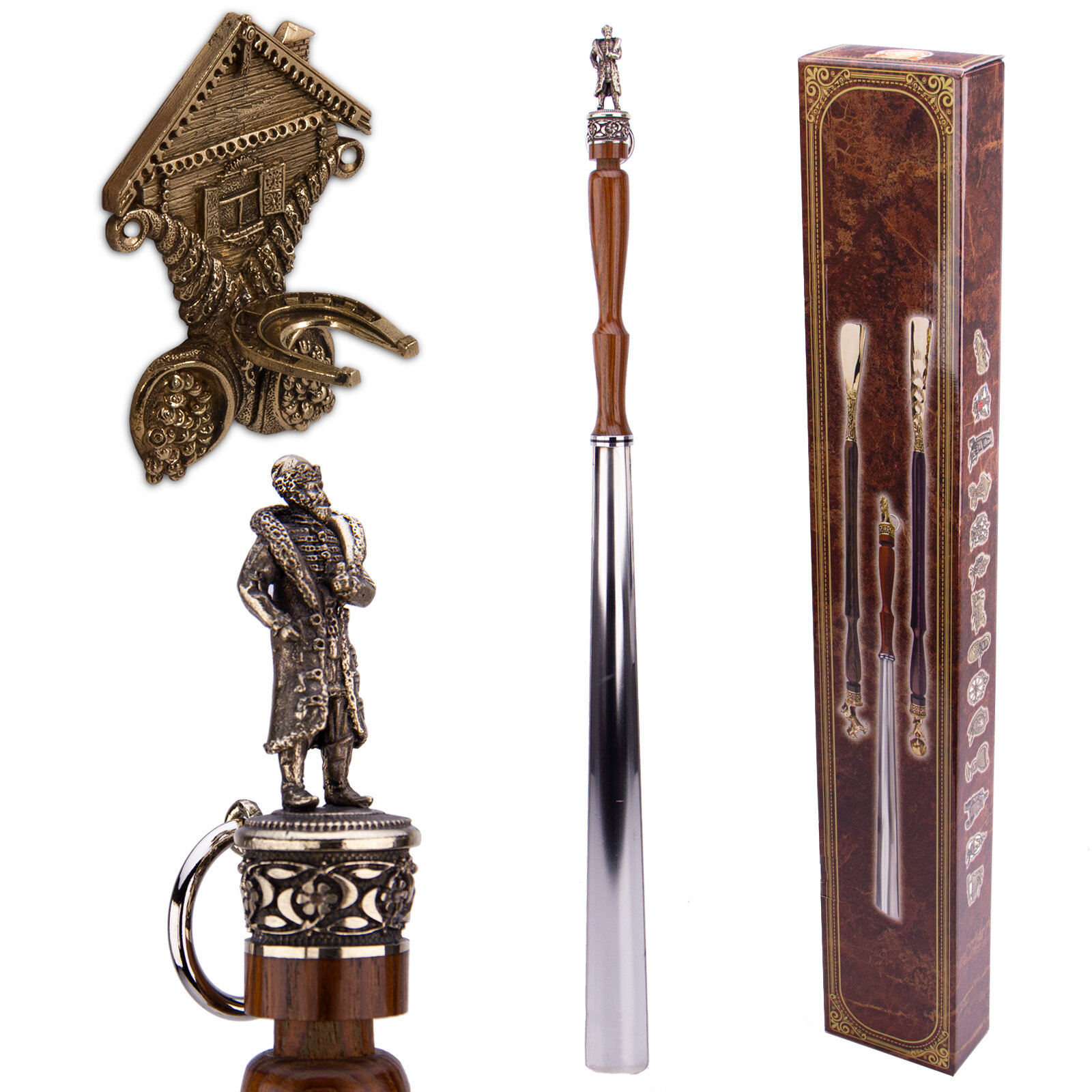 Лопатка для обуви "Хозяин-Барин" с крючком "Дом" НЛО-16хозяин-барин