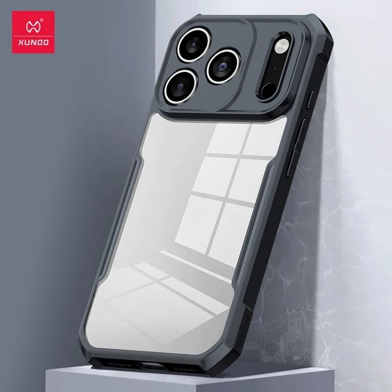 Чехол Xundd iPhone 17 Pro Max, серый, Black-no Magnet
