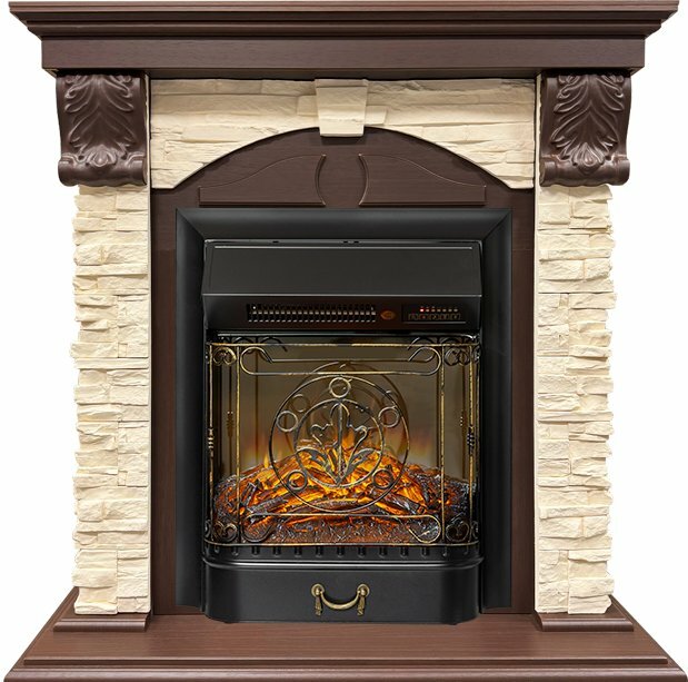 Электрокамин Dublin AO с очагом Majestic Black, обогрев, звук потрескивания дров