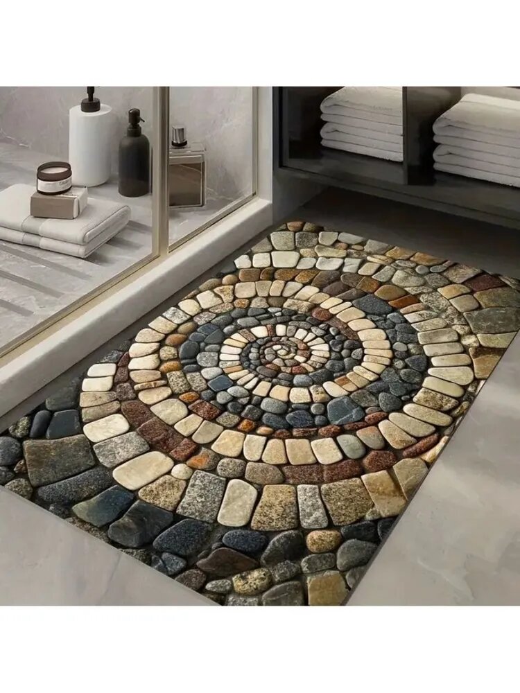 Спиральные каменные коврики для ванной комнаты, впитывающие коврики у двери ванной комнаты80x50 см