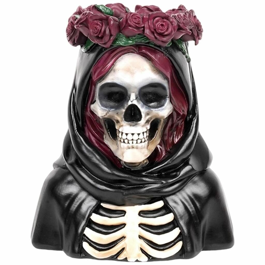 Готические вазы с дизайном черепа и роз из смолы для праздничного декора, - Ведьма-скелет