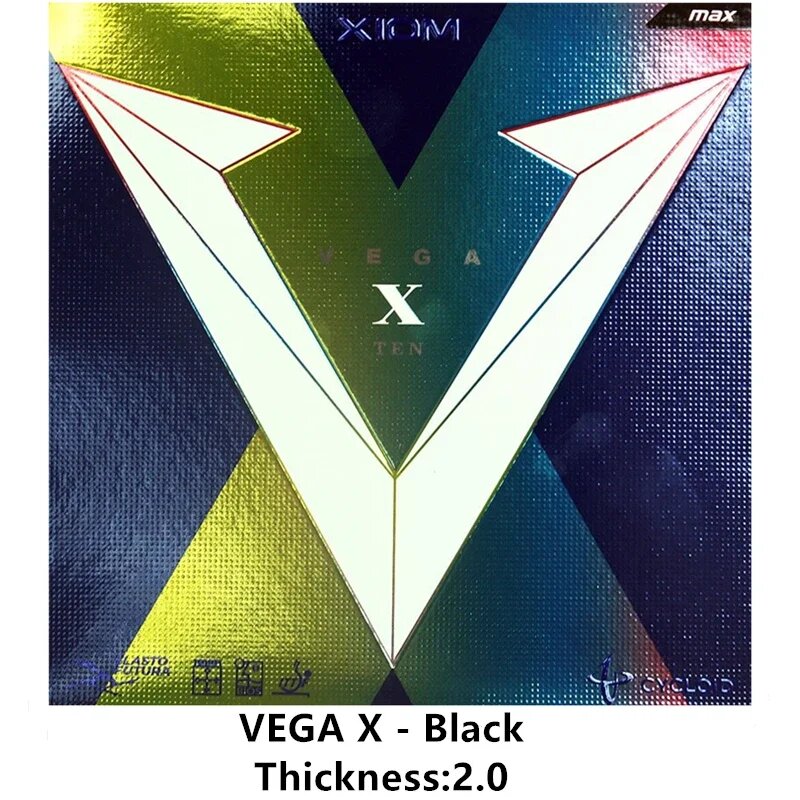 Оригинальная резина для пинг-понга Xiom VEGA X VEGA 10 Черный, VEGA X Black 2.0mm