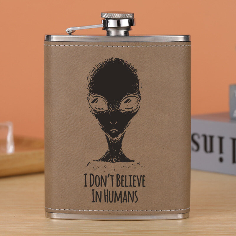 Кросс-бордерная русская фляга из нержавеющей стали 304 объемом 8 унций, портативная бутылка для вина с чехлом из PU кожи и лазерной печатью логотипа