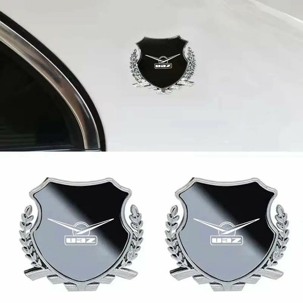 Металлическая эмблема на автомобиль UAZ (Уаз), Шильдик, эмблема, надпись, самоклеющаяся, 1 шт.