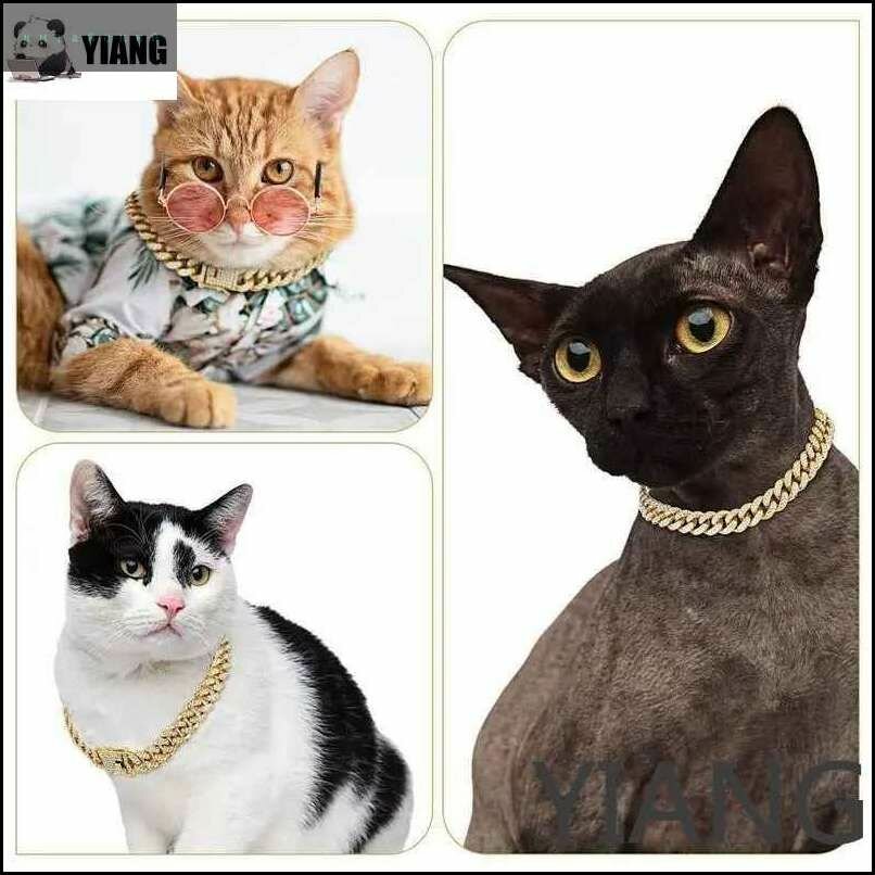 Украшения для домашних животных. Ошейник с бриллиантовой цепочкой собак и дизайнерской пряжкой. Ювелирные аксессуары маленьких средних кошек, 40 см