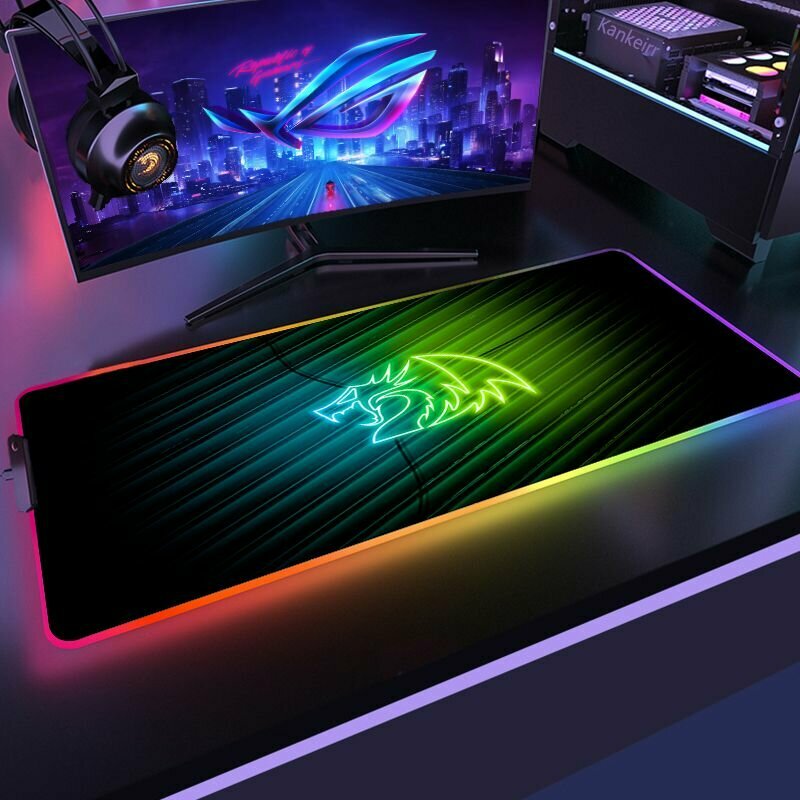 Игровой коврик Redragon, для мыши, с подсветкой, нескользящий, основание из резины
