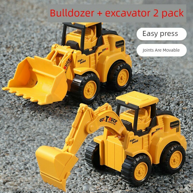 Детский набор игрушек-каталок: экскаватор, бульдозер, дорожный каток, погрузчик, инженерная техника для мальчиков Хиты